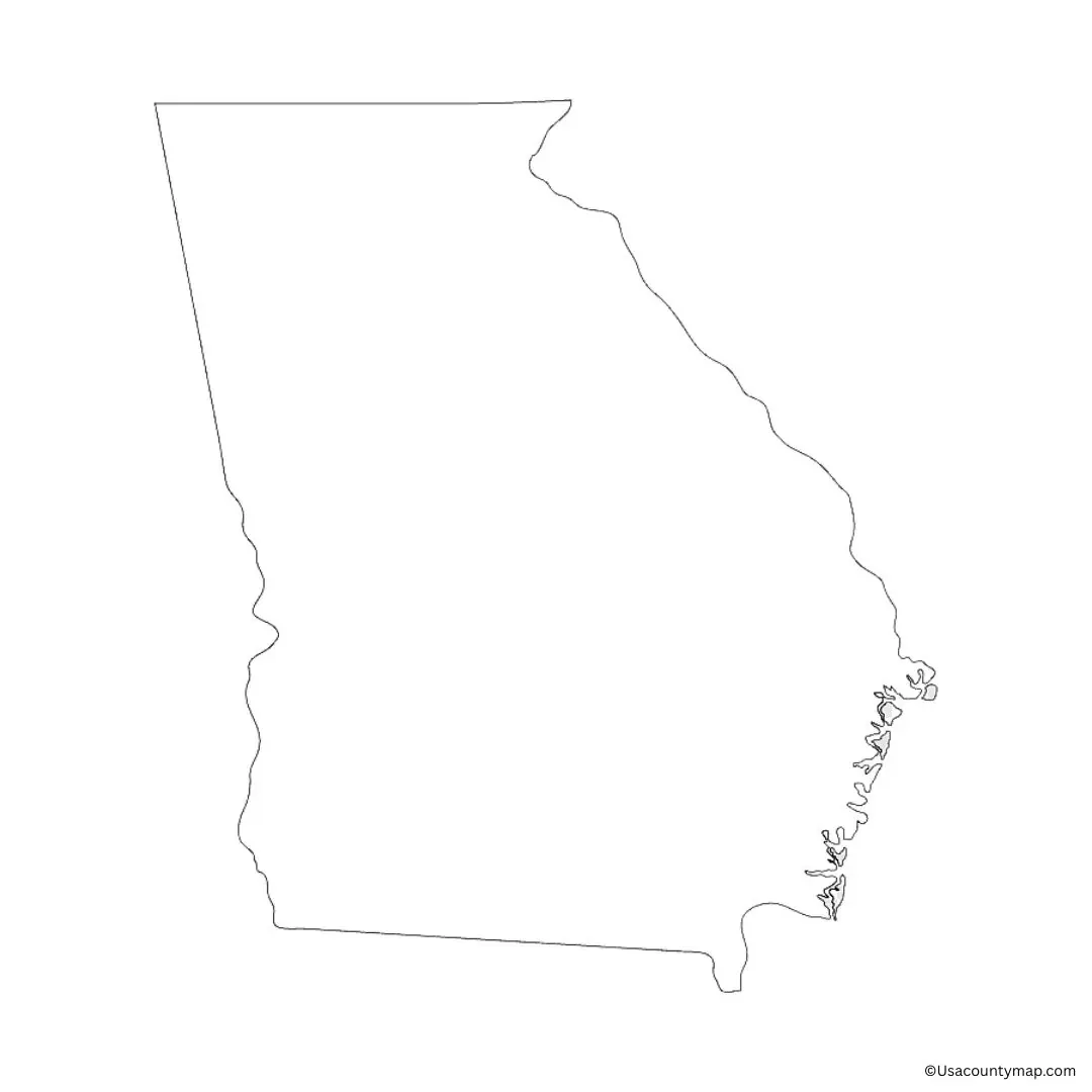 Blank Georgia County Map - Printable State Outline