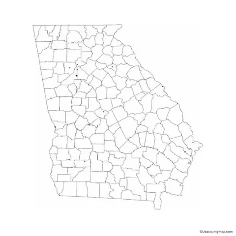 Blank Georgia County Map - Printable State Outline