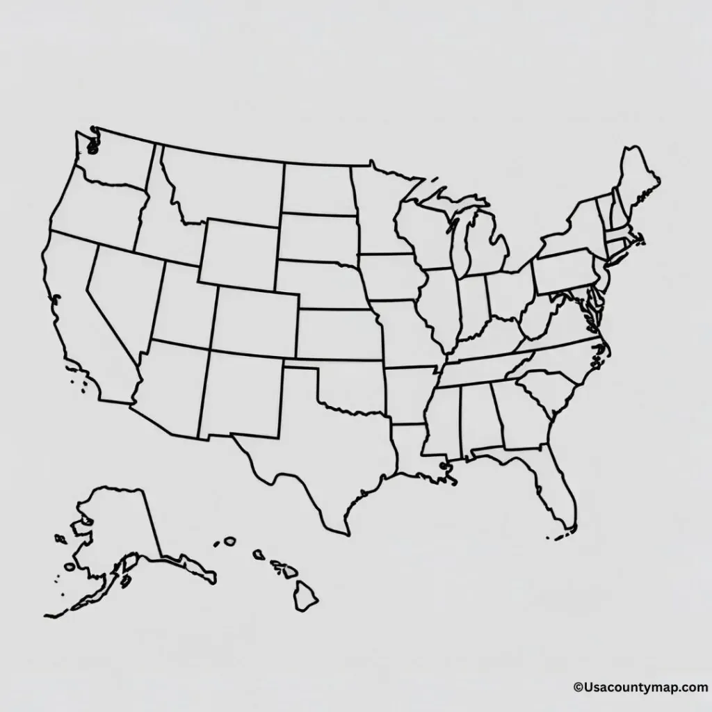 United States Political Map - State Borders