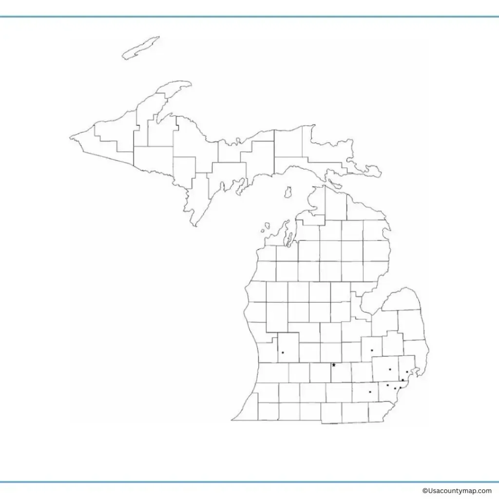Blank Michigan County Map - Unlabeled State Geography Sheet