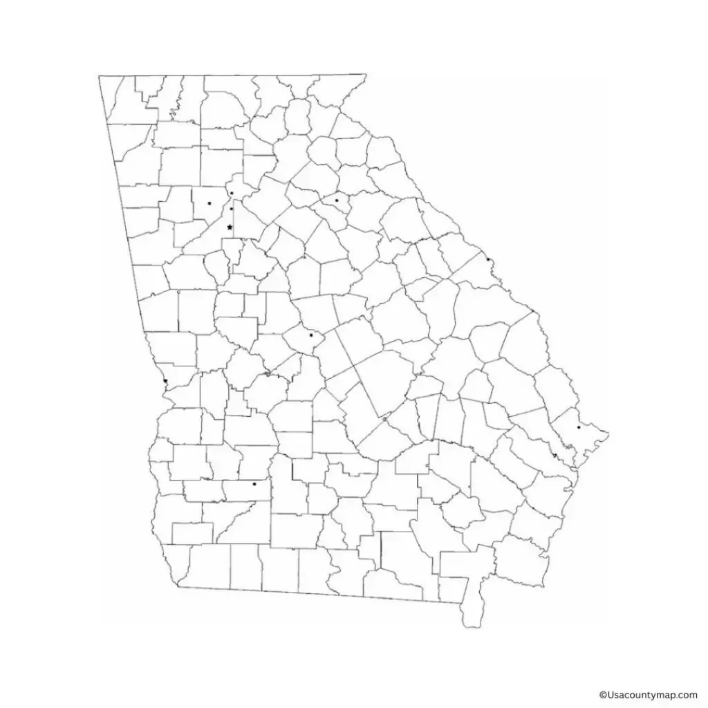 Blank Georgia County Map - Printable State Outline