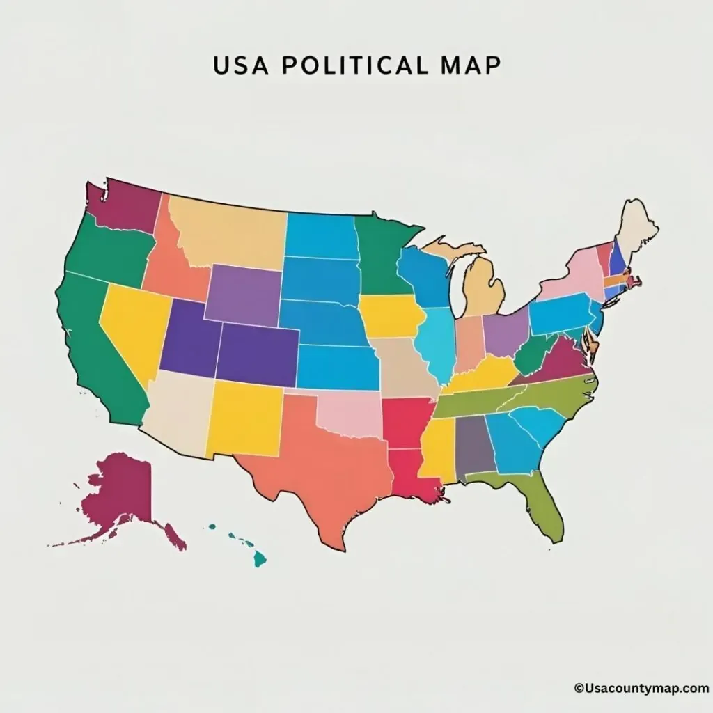 United States Political Map - State Borders